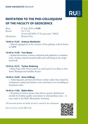INVITATION TO THE PHD-COLLOQUIUM OF THE FACULTY OF GEOSCIENCE
